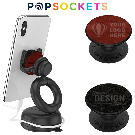 Promotional PopSocket PopPack PopMount 2 Vegan Leather with Logo 109812