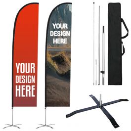 12 Ft Premium Double Sided Straight Flag Pole Cross Base by Logotech 800463