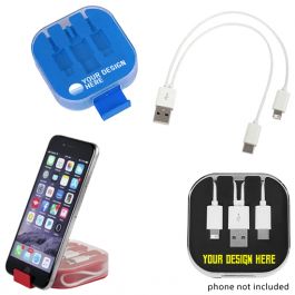 Customizable 3-In-1 Charge Cable With Phone Stand from Logotech 102331