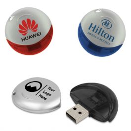 Promotional Circle Shaped Plastic USB Flash Drive by Logotech FDPL190