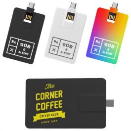 Dual USB-C USB-A Credit Card Flash Drive 3.0 Model by Logotech FDPL13830