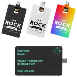 Customizable Dual USB-C USB-A Credit Card Flash Drive from Logotech FDPL138