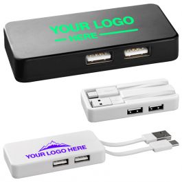 Grid USB Hub With Dual Cables 111478