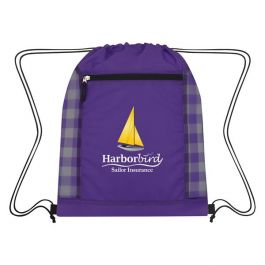 Checkered Mesh Accent Drawstring Bag 111951