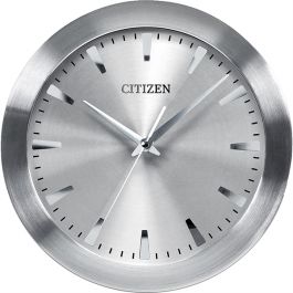 Citizen Wall Clock W/Gray Dial In Brushed Silver-Tone Frame 127588
