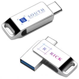 Dual USB-C USB-A Swivel Flash Drive 3.0 Model by Logotech FDMT15530