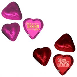 Personalized Individually Wrapped Chocolate Hearts with Your Logo 102212