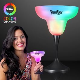 Promotional LED Margarita Glass with Classy Black Base by Logotech 156297