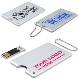 Branded Metal Business Card USB Drive from Logotech FDMT135