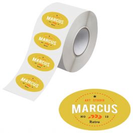 Branded Oval Roll Labels 3"x2" from Logotech 803039