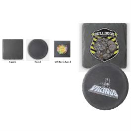 Customizable Slate Coaster - Round from Logotech 125186