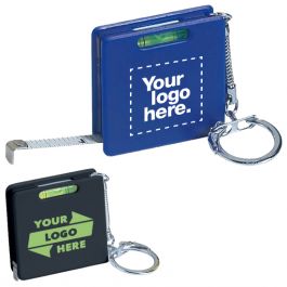 Customizable Square Level Tape Measure Key Tag printed with a Logo 100512