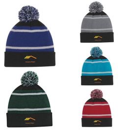 Tri-Color Striped Beanie With Cuff 115506