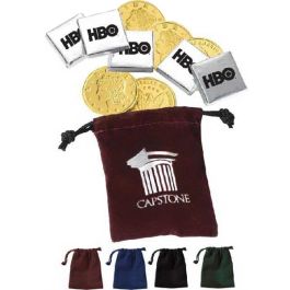 Personalized Velour Pouch with Chocolate Coins by Logotech 163580