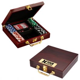 Wooden Box Poker Set 130070